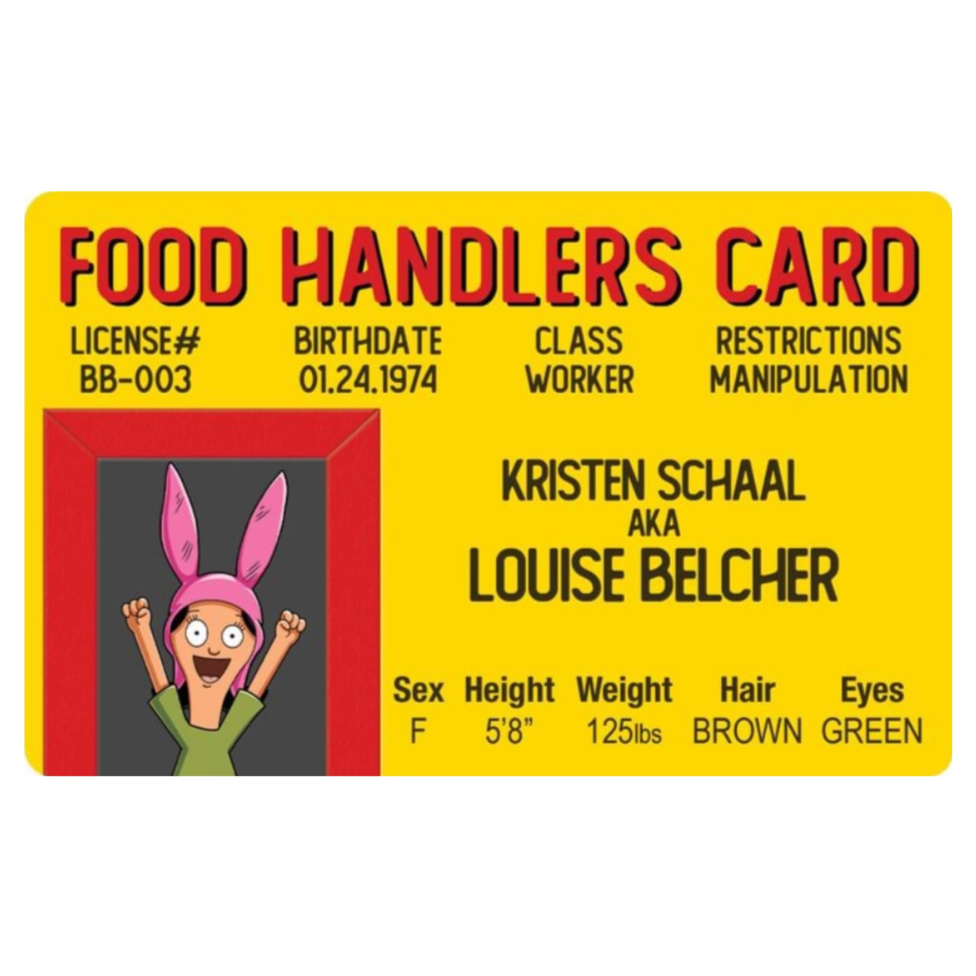 Amazon.com: Signs 4 Fun Parody Driver’s License | Louise Belcher - Bob ...