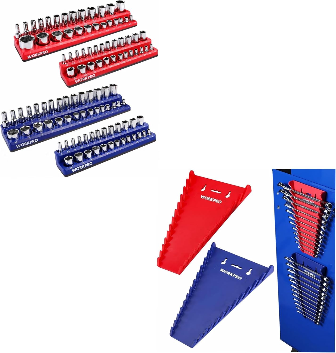 Amazon.com: WORKPRO 4PC Magnetic Socket Organizer Set and 2PC Magnetic ...
