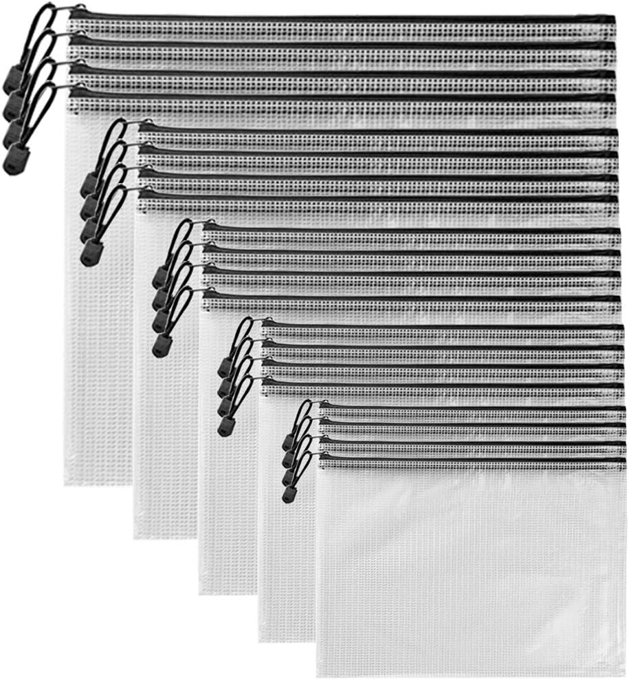 Amazon.com : AUSTARK 20Pcs Zipper File Bags, PVC Mesh Zipper Pouches ...