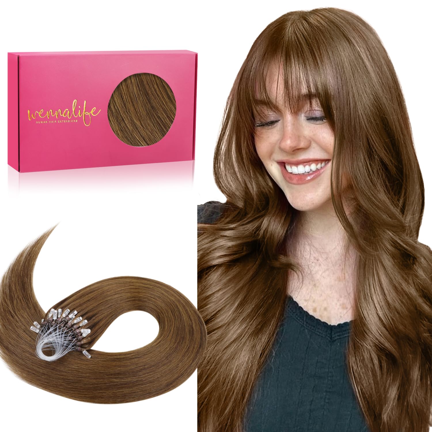 Amazon.com : WENNALIFE Microlink Hair Extensions Human Hair, 50g 50s 18 ...