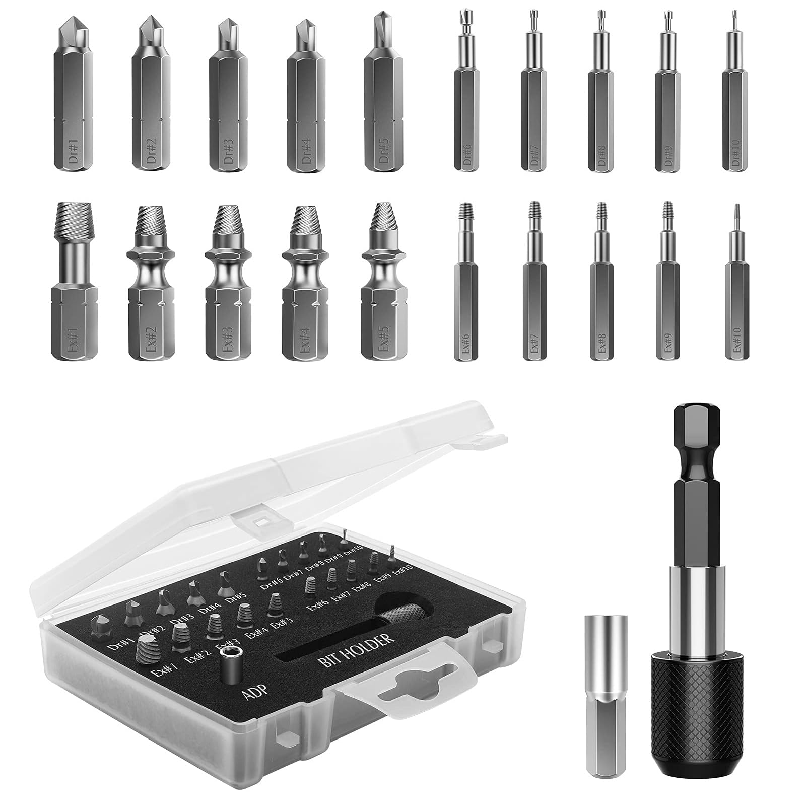 TERRIFI Damaged Screw Extractor Set, 22 PCS Easy Out Stripped Screw ...
