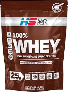 Hero Sport 100% Whey Protein Sabor Chocolate 495g. 100% Proteína Whey Concentrada de Suero de ...
