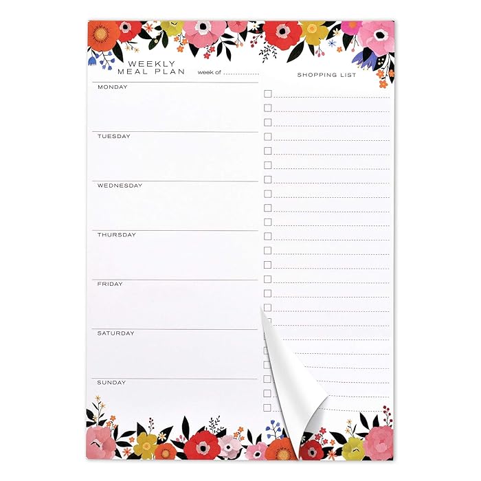 Buy Foral Weekly Meal Planner Magnetic Notepad for Fridge with 80g 50 ...