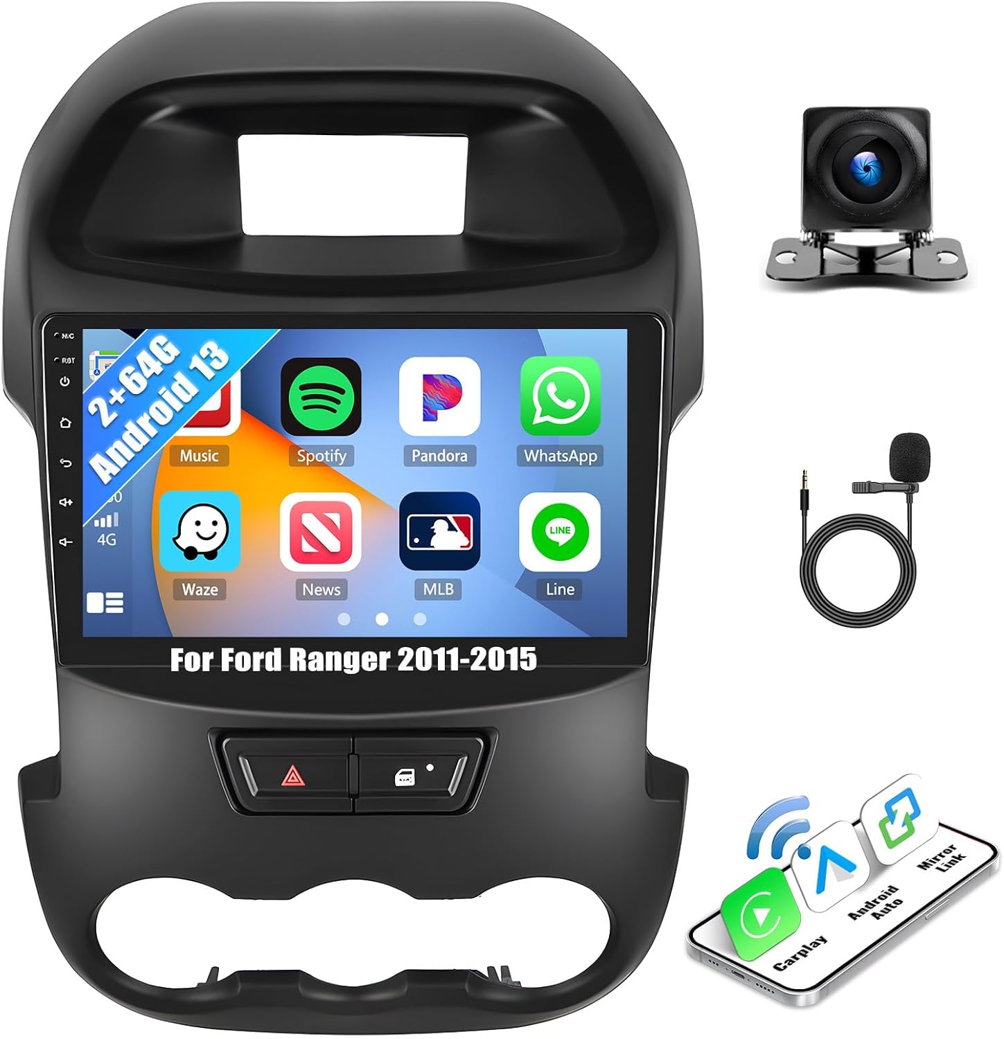 Amazon.com: [2G+64G] Android 13 Car Stereo for Ford Ranger 2011-2015 ...