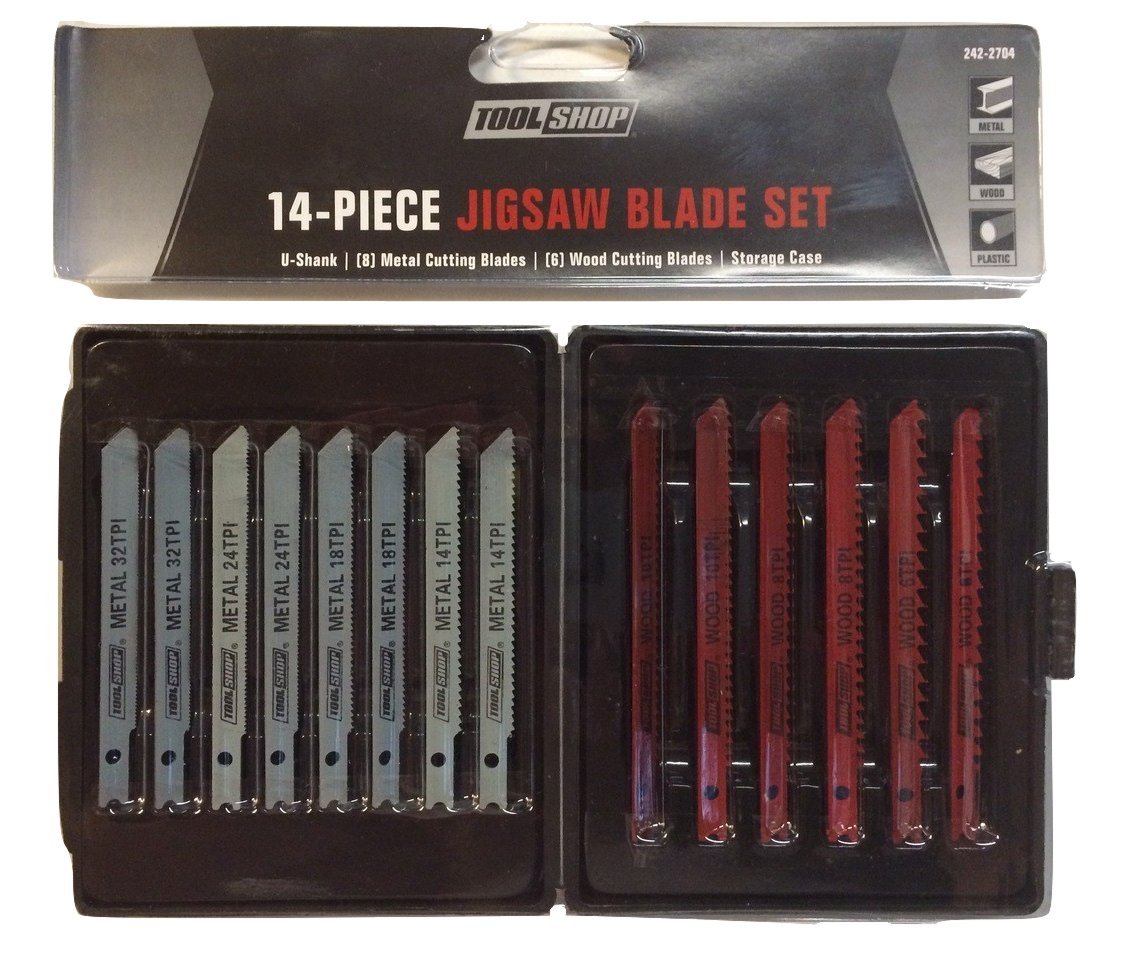 Tool Shop 14-Piece U-Shank Jigsaw Blade Set with Case - Metal/Wood ...