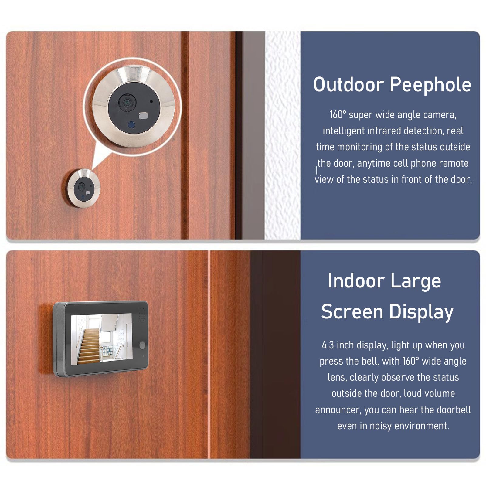 Wireless Door Camera 4.3" Smart Digital Door Viewer Camera - 3MP ...