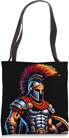 Amazon.com: Spartan Warrior Gladiator Pixel Art Tote Bag : Clothing ...