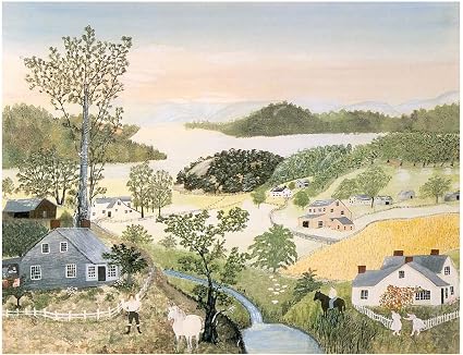 Amazon.com: JIBFFDH Grandma Moses House by the River Canvas Art ...