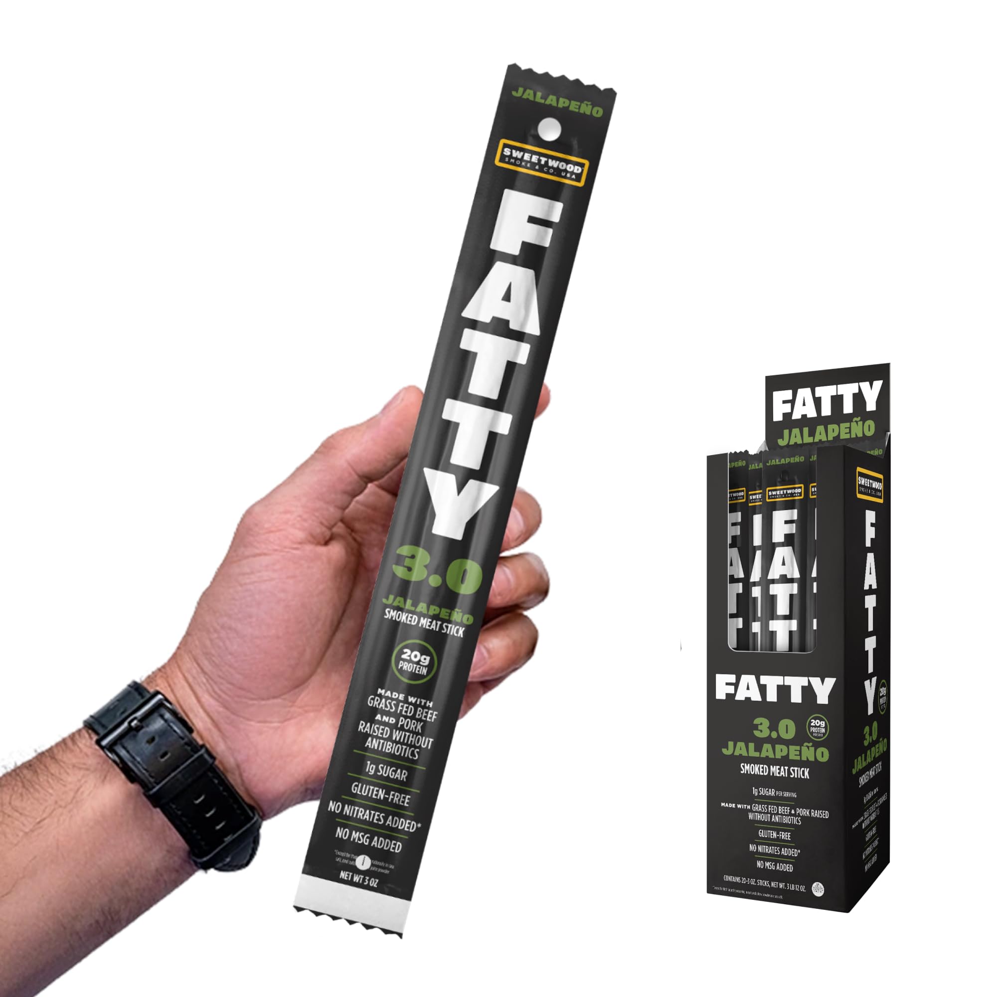 Amazon.com: FATTY Meat Sticks, Grass-Fed Beef, High Protein Snack ...