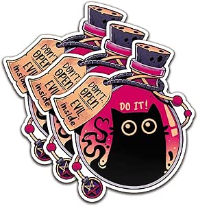 Amazon.com: (3Pcs) Don't Open Evil Inside Sticker Quotes Funny Sticker ...
