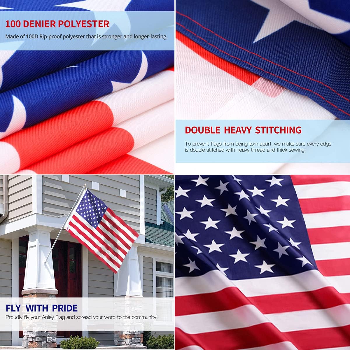 American Flags 3×5 ft, American Flag Bunting, Large USA National Flags ...