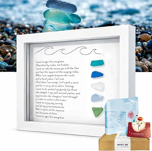 Amazon.com - UQRUI Handmade Sea Glass Poem, Sea Glass Poetic Colorful ...