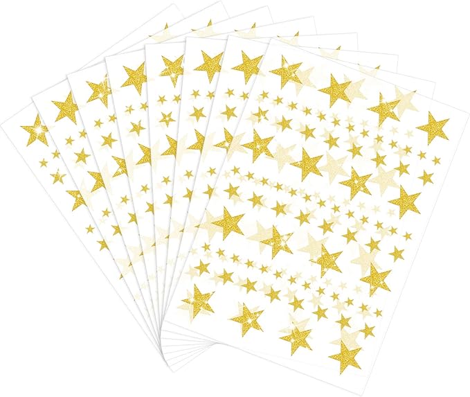 Amazon.com: 8 Sheet 632 Pieces Foil Star Stickers Reward Labels ...