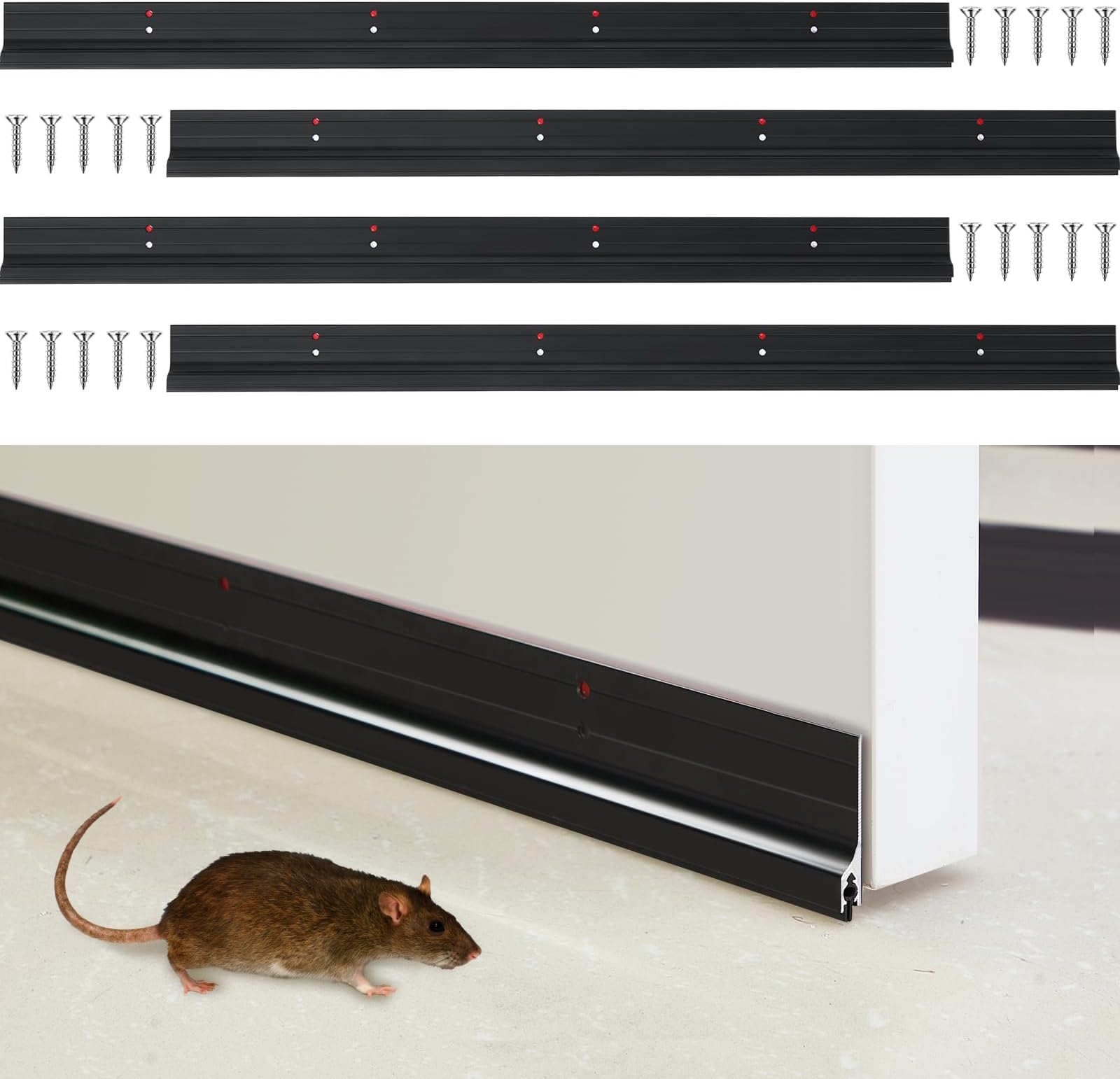 Gisafai 2 Pcs Metal Door Draft Stopper Mouse Stopper for Bottom of Door ...