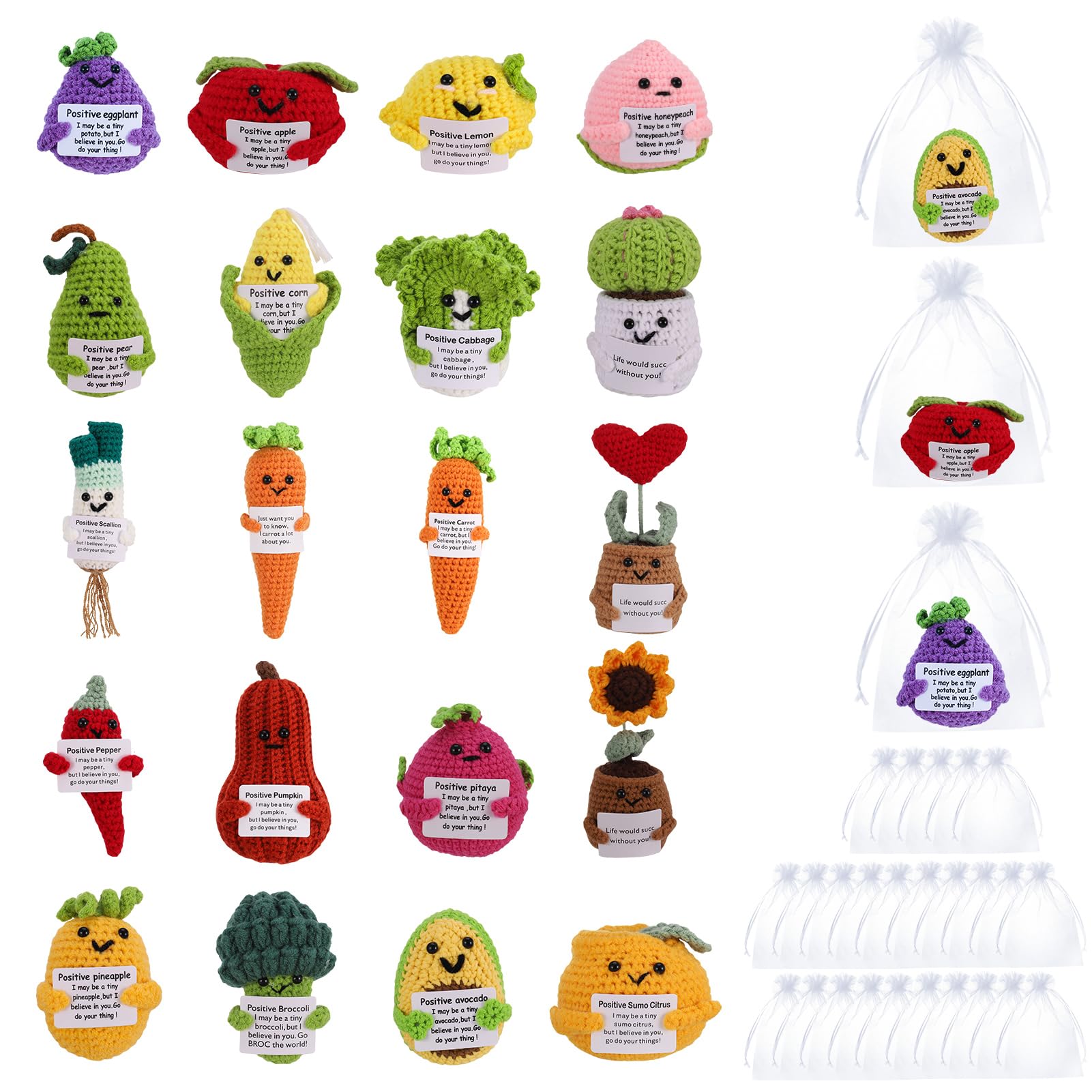 Amazon.com: 20 Pcs Funny Mini Positive Vegetables Bulk Handmade ...