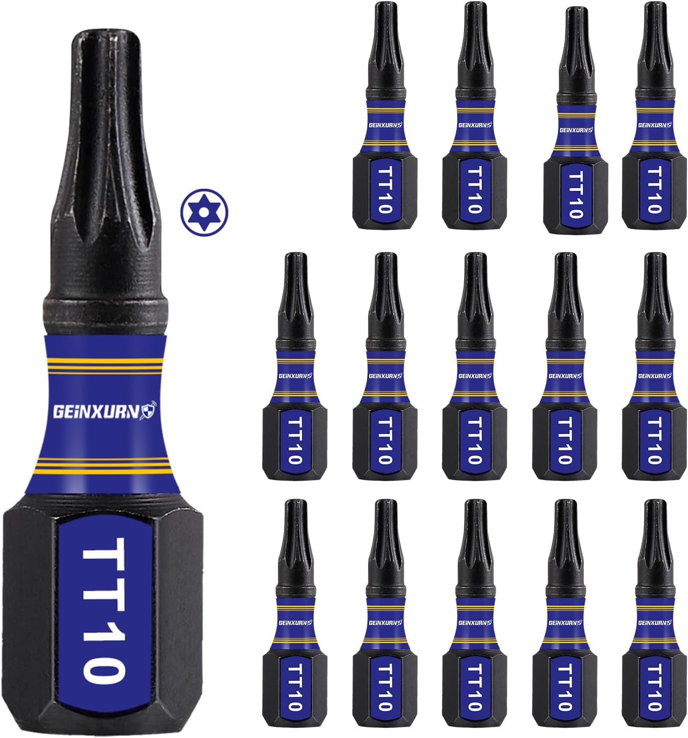 Geinxurn 15Pieces Security T10 Impact Magnetic Screwdriver Bit Set, 1 ...