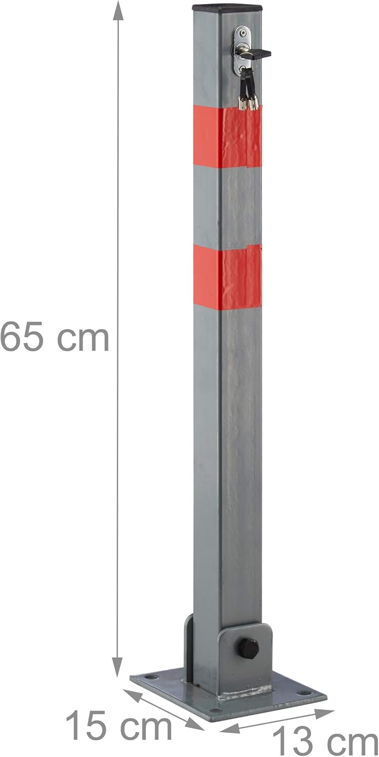 Relaxdays Square-Shaped Parking Barrier 64 cm Tall Barrier Post to ...