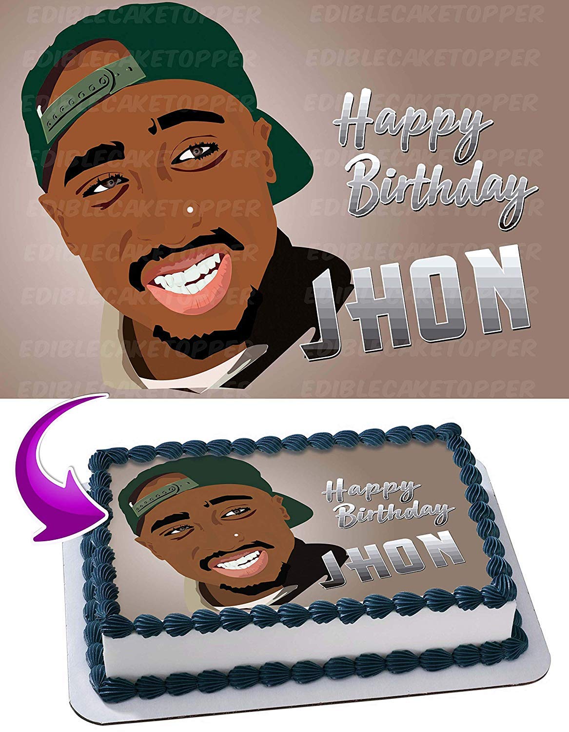 Buy Tupac Shakur 2Pac Edible Image Cake Topper Party Personalized 1/4 ...