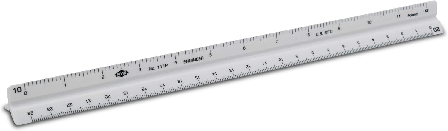 Amazon.com: Alvin, Triangle Engineering Scale Ruler, White Drafting and ...