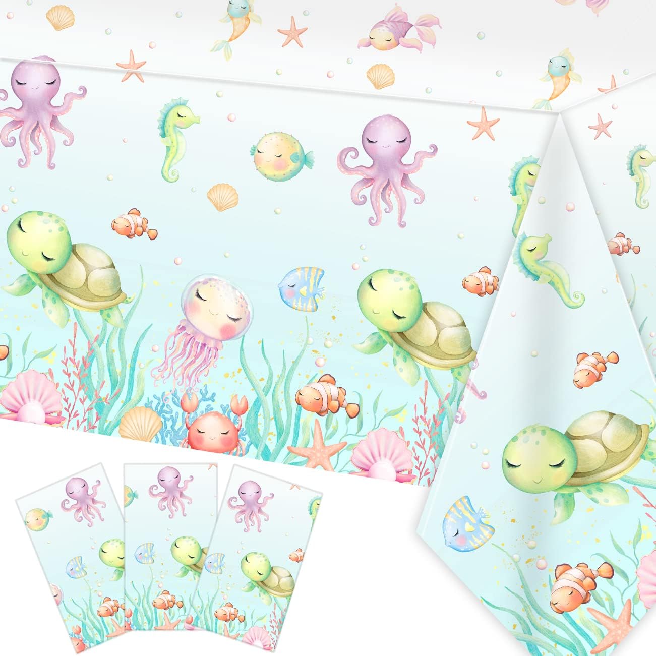 Under The Sea Turtle Tablecloth Under The Sea Party Decorations 3 Pack ...