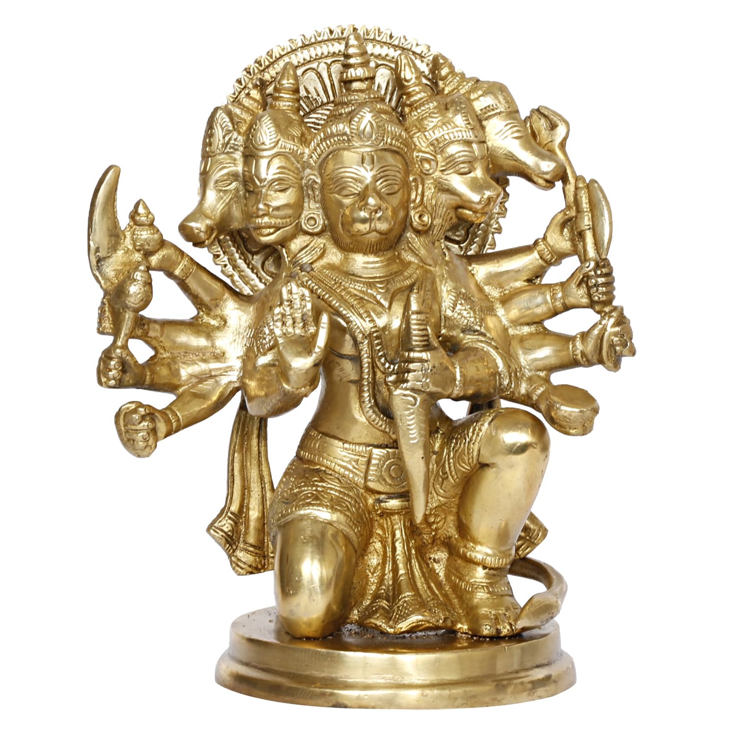 Kartique Brass Panchmukhi Hanuman - Powerful Lord Hanuman Idol Gold ...