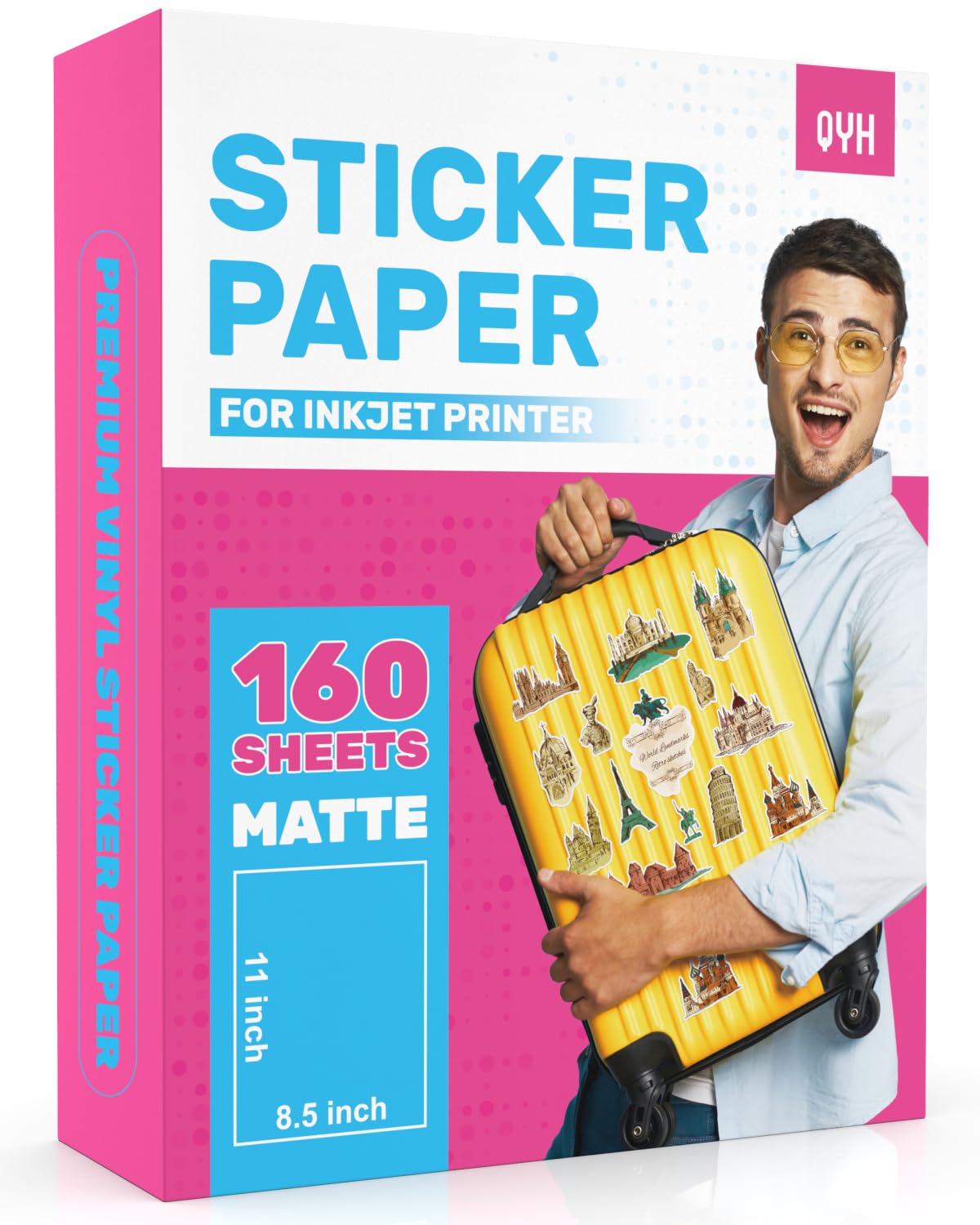 Amazon.com : QYH Sticker Paper for Inkjet Printer - 160 Sheets Matte ...