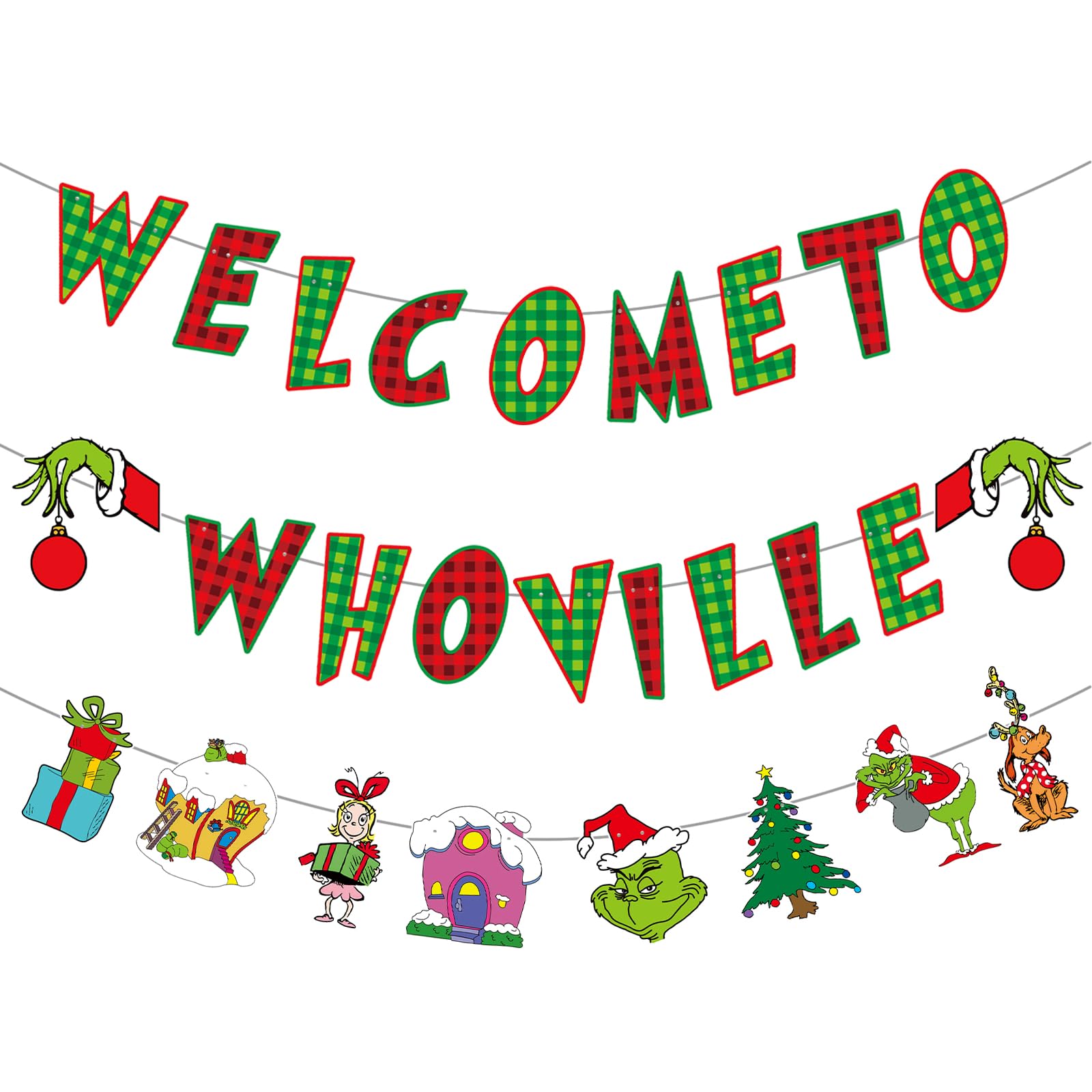 Amazon.com: Welcome To Whoville Banner, Red and Green Christmas Banner ...