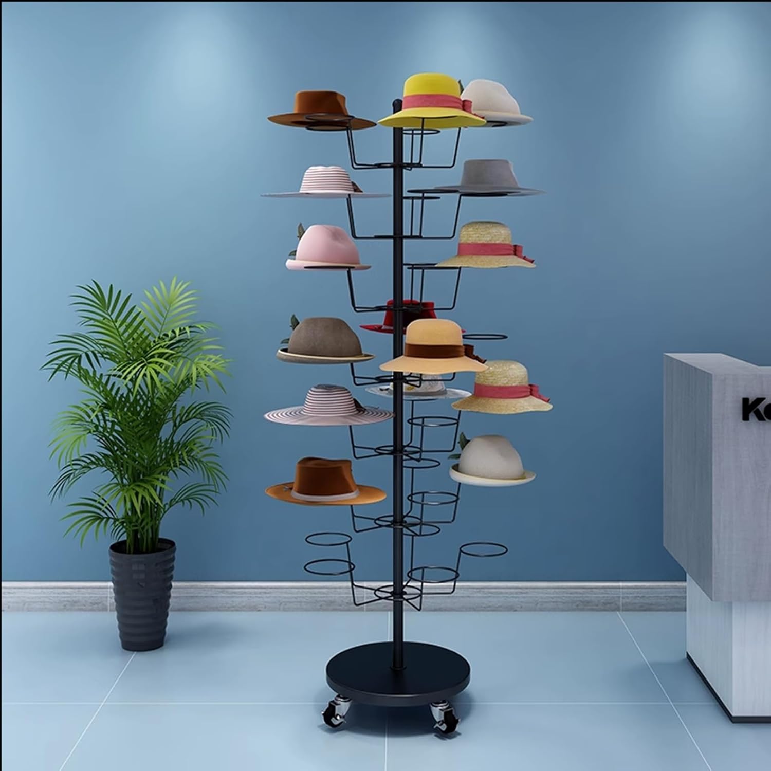 Amazon.com: Hat Display Stand Hats Rack with Wheels 7 Tier Industrial ...