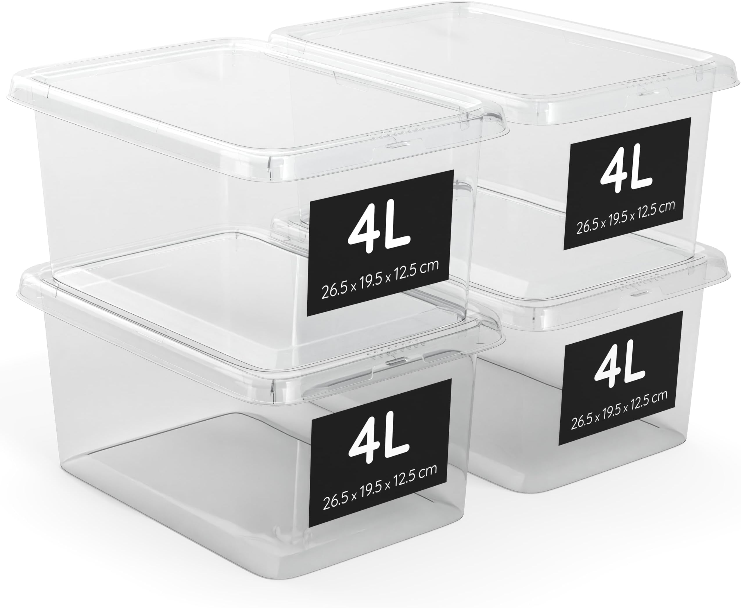 AHIOVA Aufbewahrungsboxen mit Deckel – 100% Transparent – Stapelbare ...