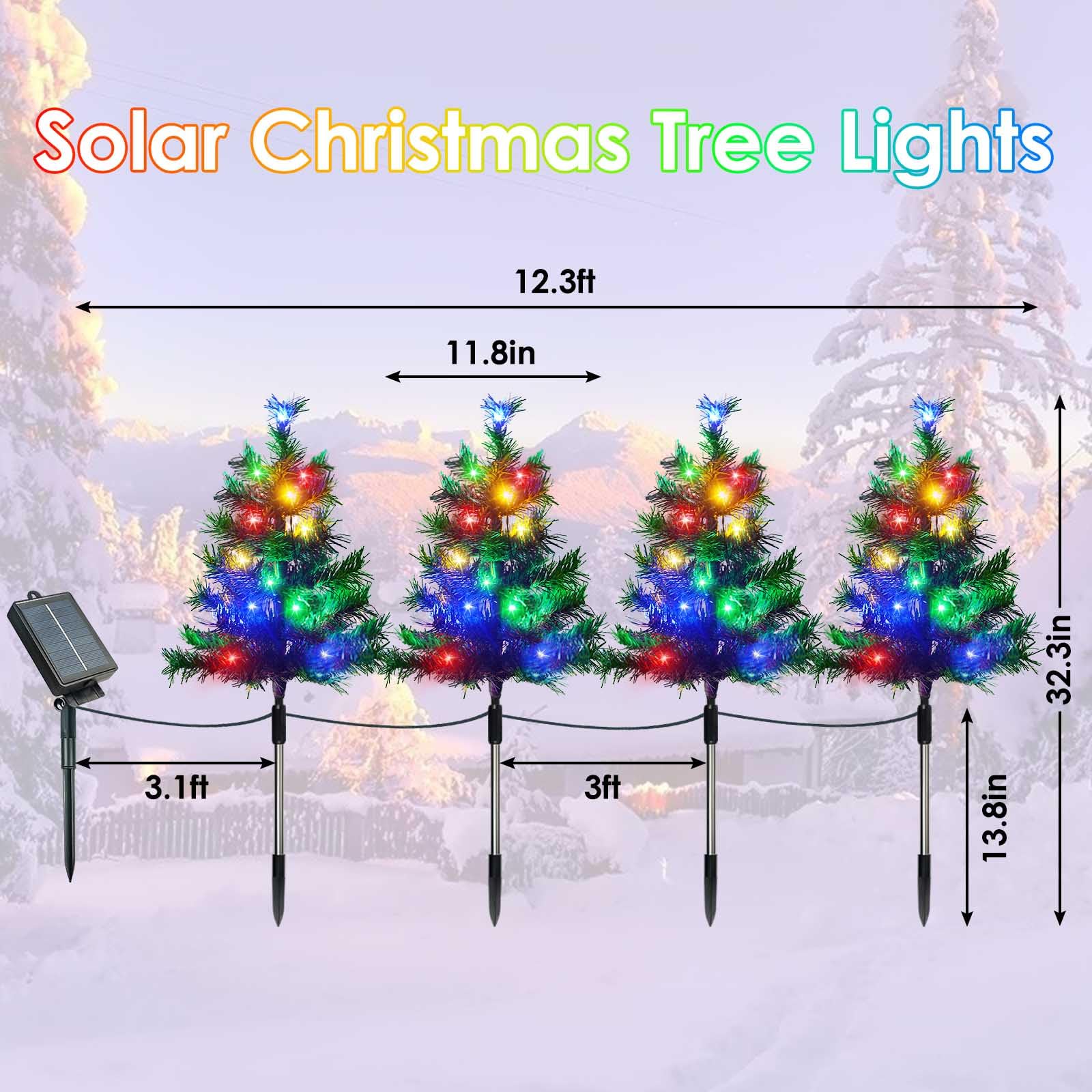 Solar Christmas Path Trees 9 In. Set Of 3 Lit Blow Mold Pathway Trees