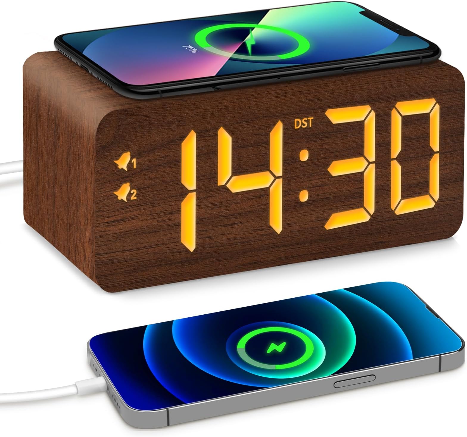Amazon.com: ANJANK Digital LED Alarm Clock FM Radio, Fast Wireless ...