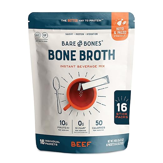 Amazon.com : Bare Bones Bone Broth Instant Powdered Beverage Mix, Beef ...