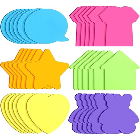 Amazon.com : 720 Pieces Colorful Shaped Sticky Notes 3 x 3 Inch Notes ...
