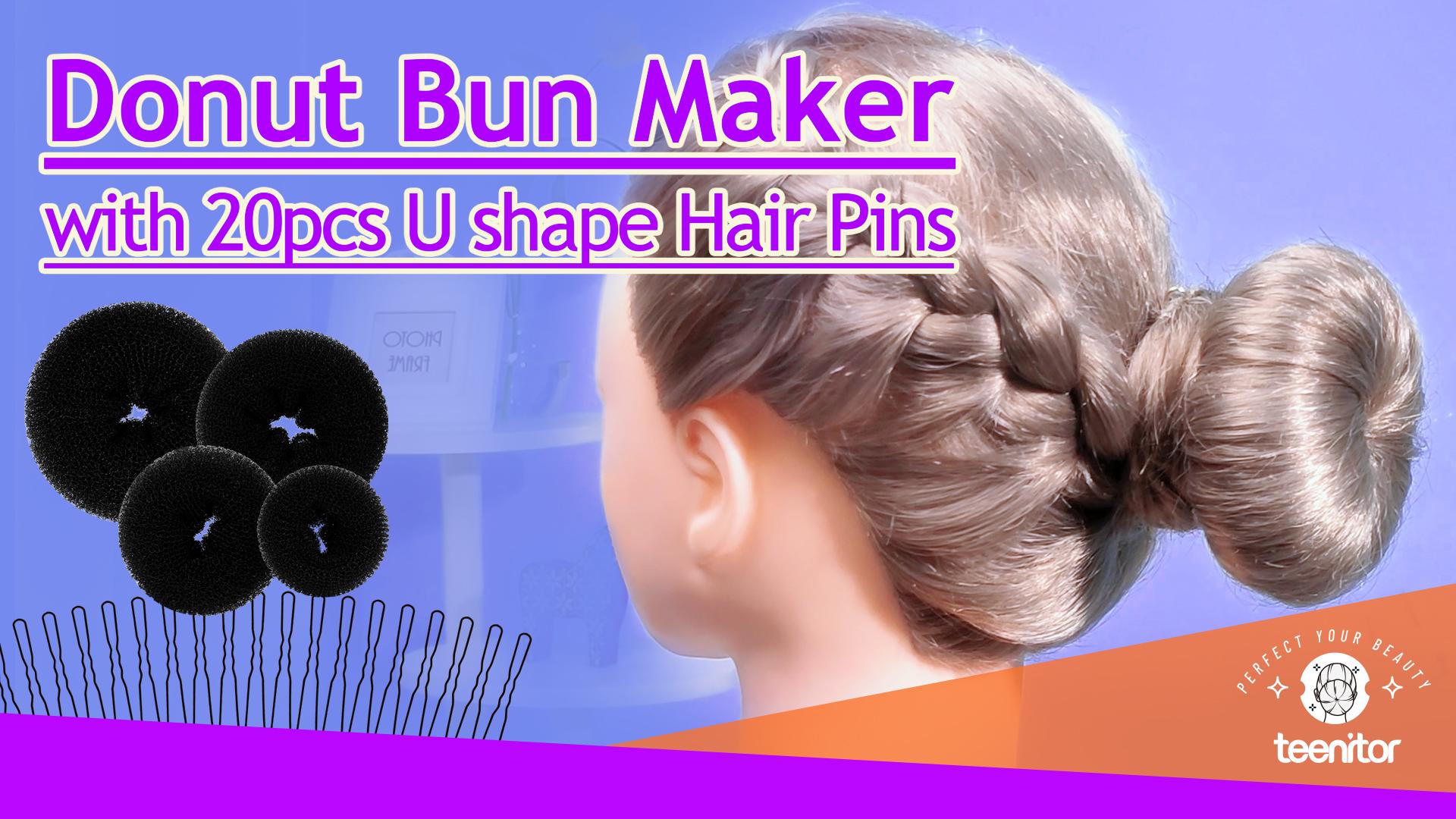 4pcs Black Hair Bun Set