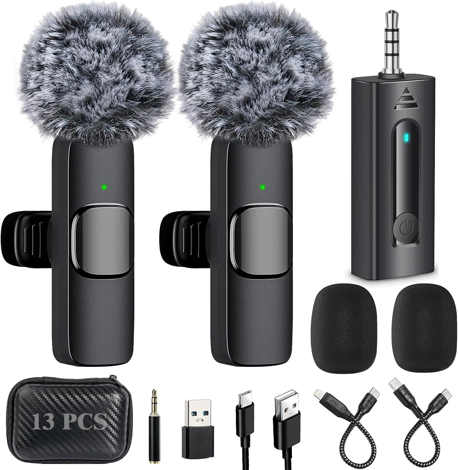 Micrófono de Solapa inalámbrico lavalier 2 en 1, Mini Micrófono para ...