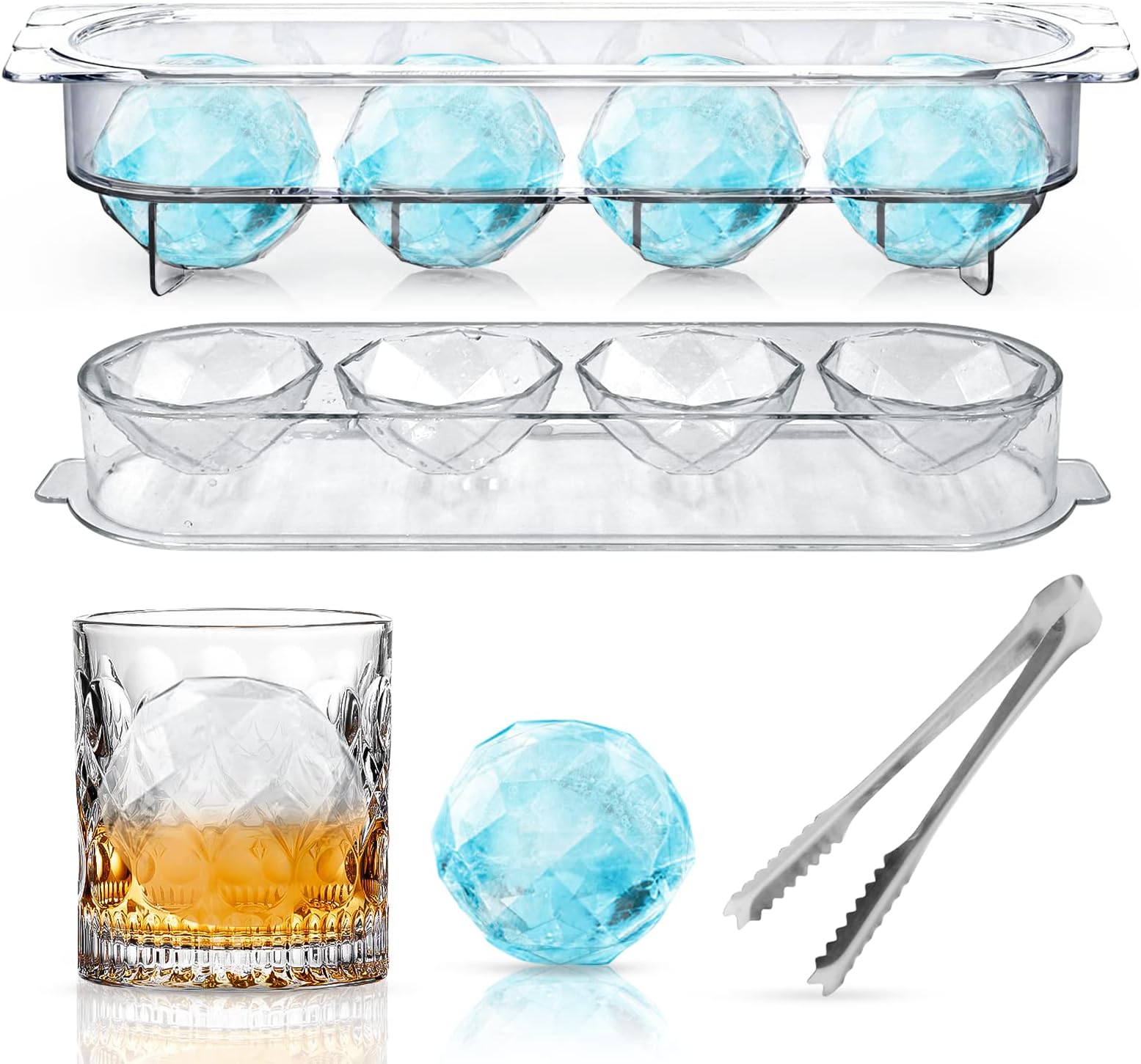 Amazon.com: ice Cube Tray for Freezer With Lid and Bin, 1''x66 Round ...