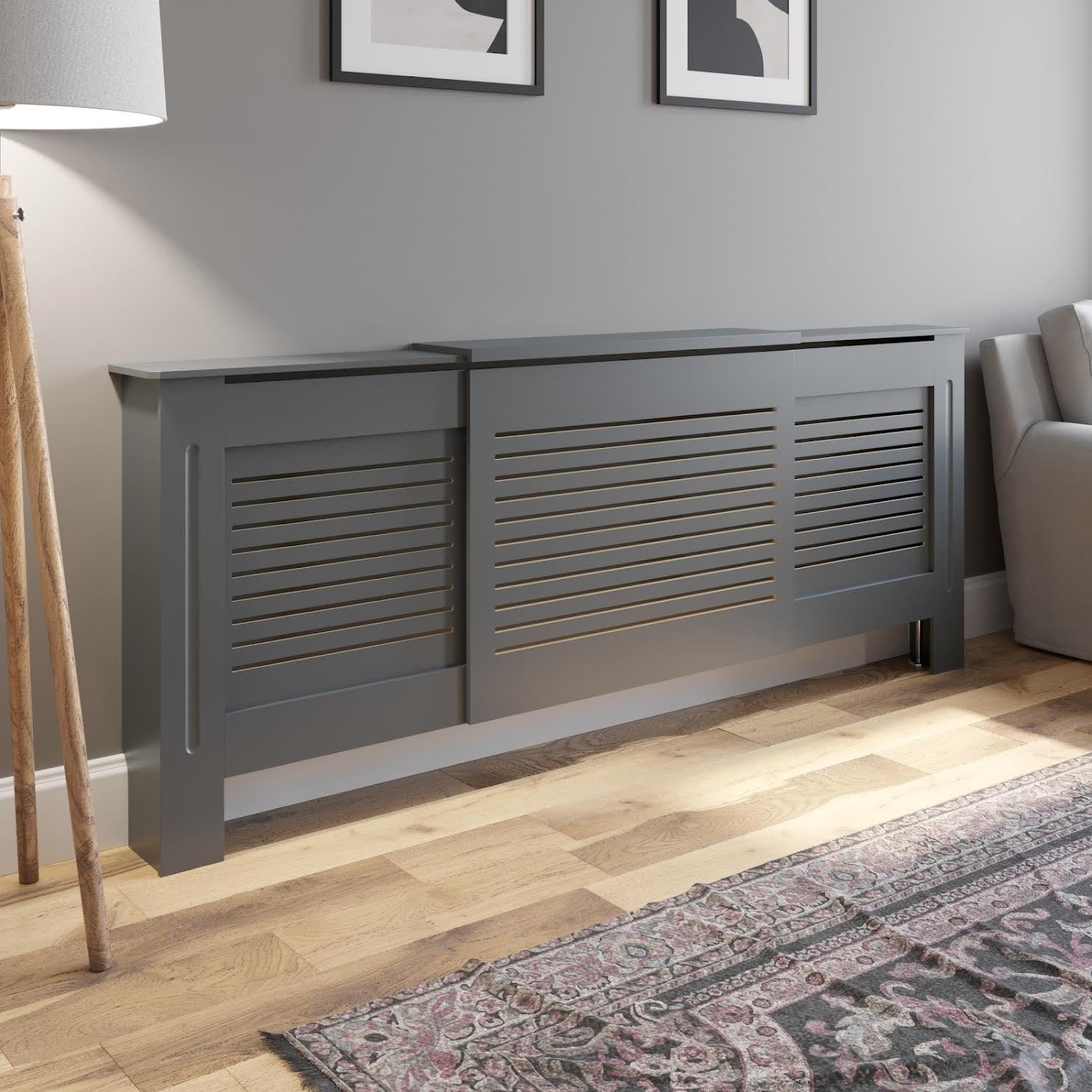 Radiator Cover Adjustable - Anthracite Horizontal Style 1410-2050mm ...