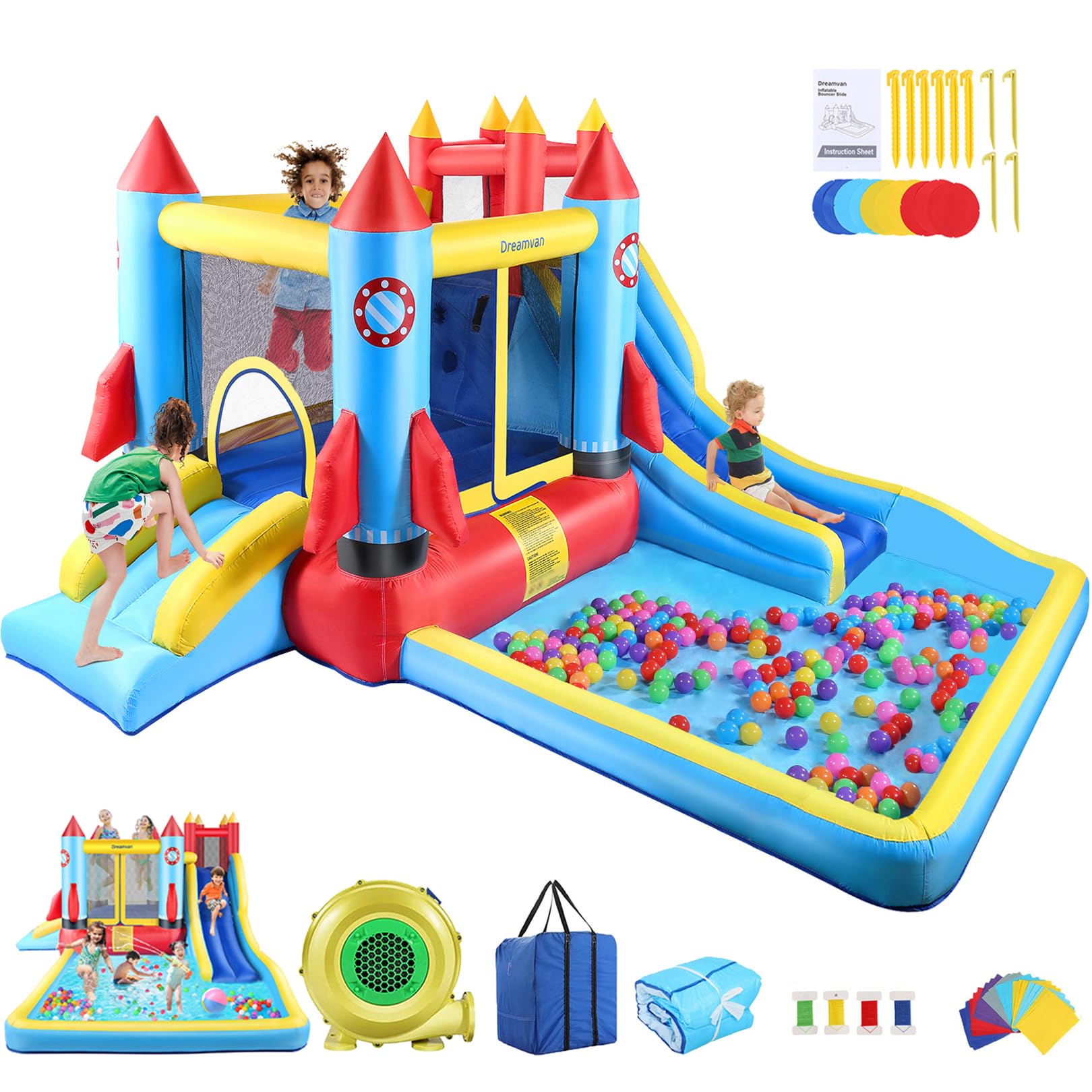 Snapklik.com : AKEYDIY Bounce House Rocket Blast Bouncy Castle ...