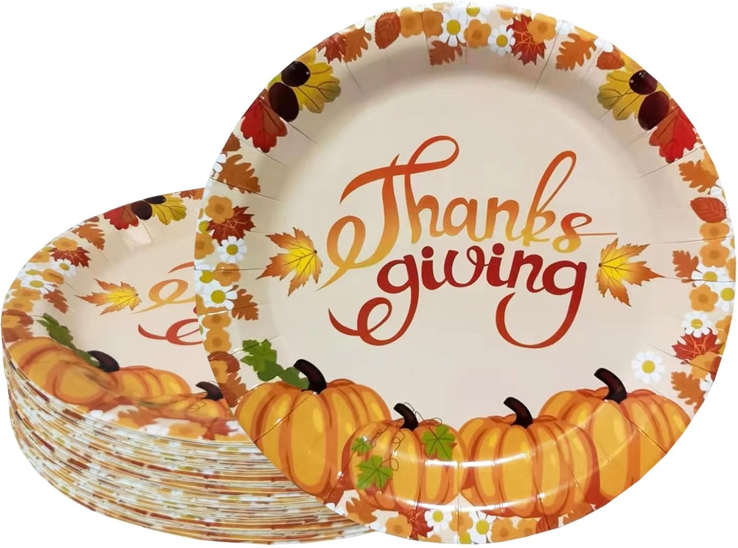 Amazon.com: Visroco 40 PCS 9 '' Thanksgiving Paper Plates Fall Theme ...