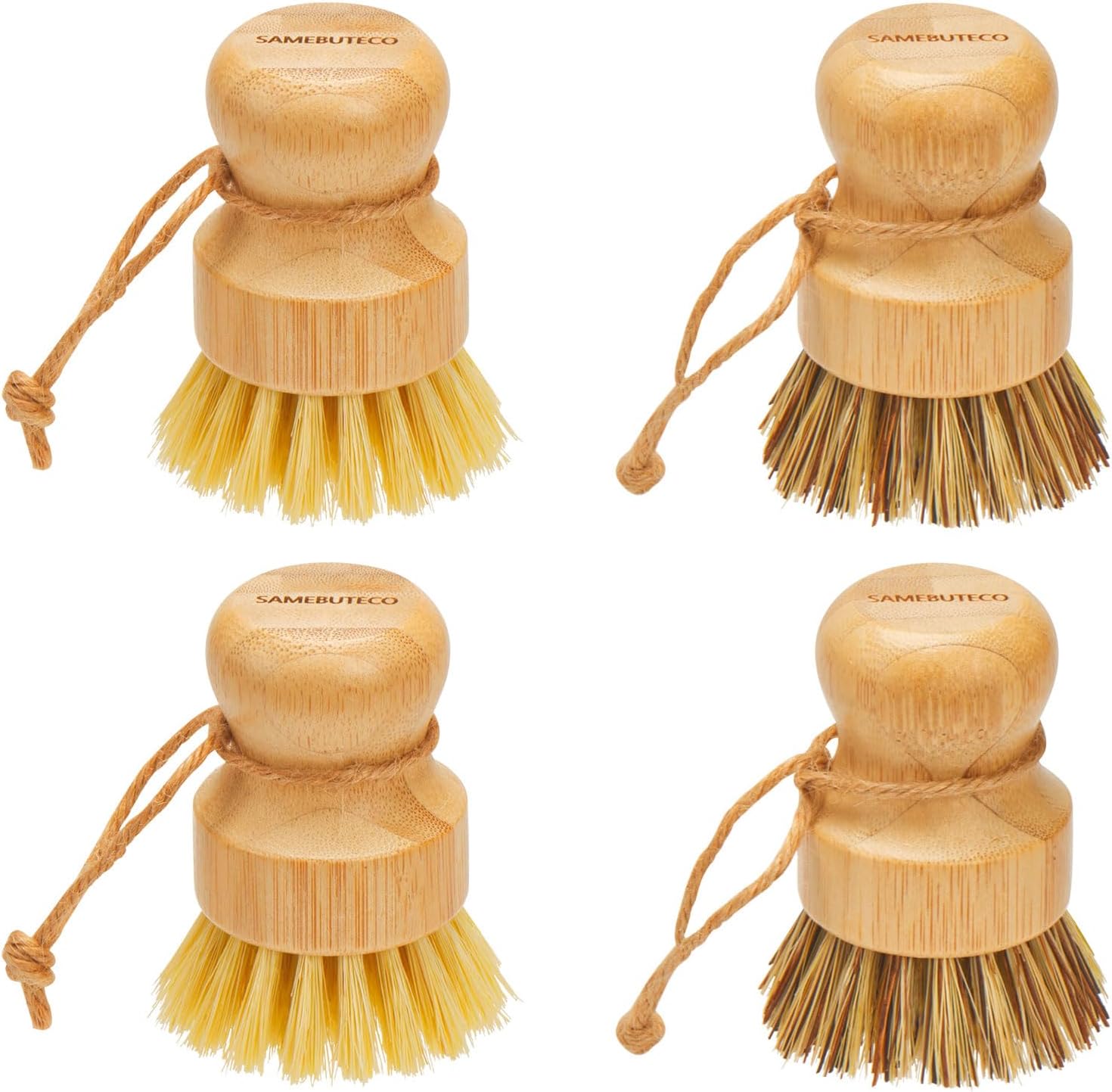 Amazon.com: SAMEBUTECO Bamboo Pot Brush Dish Brush Set Cleaning Brushes ...