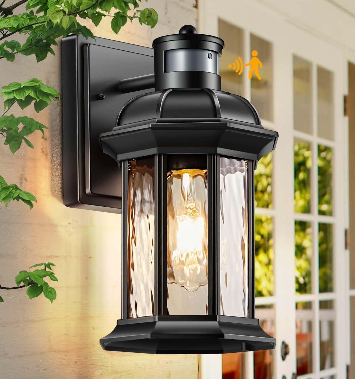 VIANIS Dusk to Dawn Motion Sensor Outdoor Porch Lights, Modern Black ...