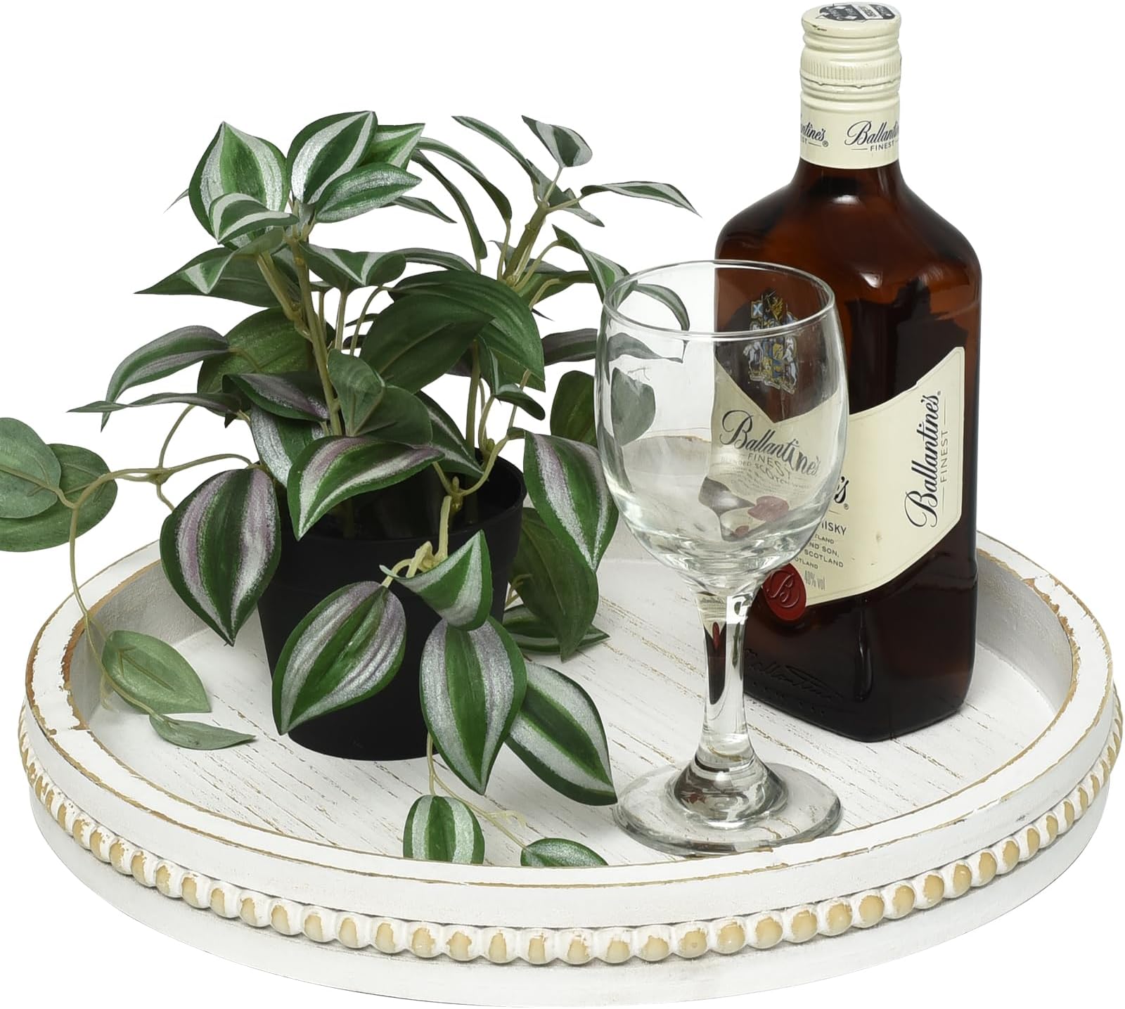 Amazon.com: Tray Decor Table Trays Decorative - 12" Beaded Round Trays ...