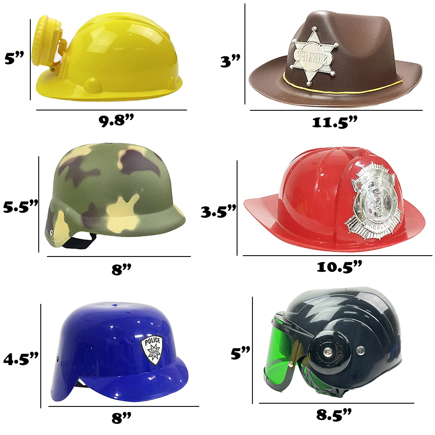 Liberty Imports Set of 6 - Dress Up Pretend Role Play Hats Helmets for ...