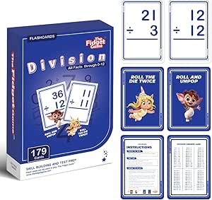 Amazon.com: The Fidget Game 179 Division Flash Cards Game Set All Facts ...
