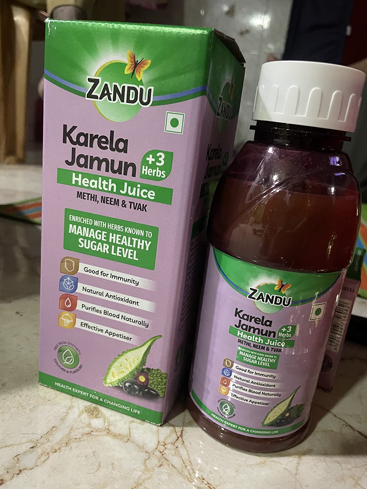 Zandu Karela Jamun Juice 500Ml, Controls Blood Sugar, Diabetes Care ...