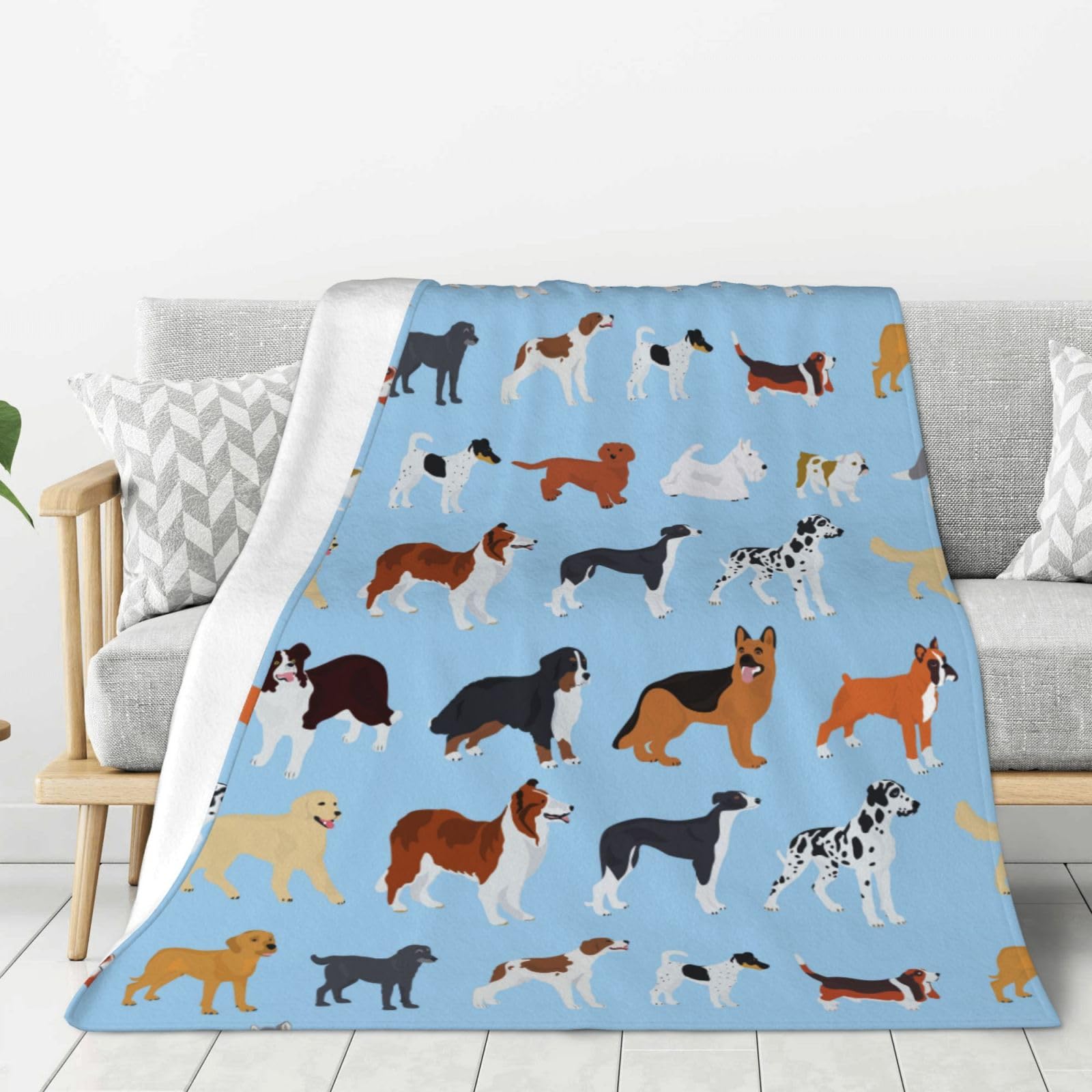 Amazon.com: Kids Cute Dogs Puppies Print Blanket Throw 50"x40", Plush ...