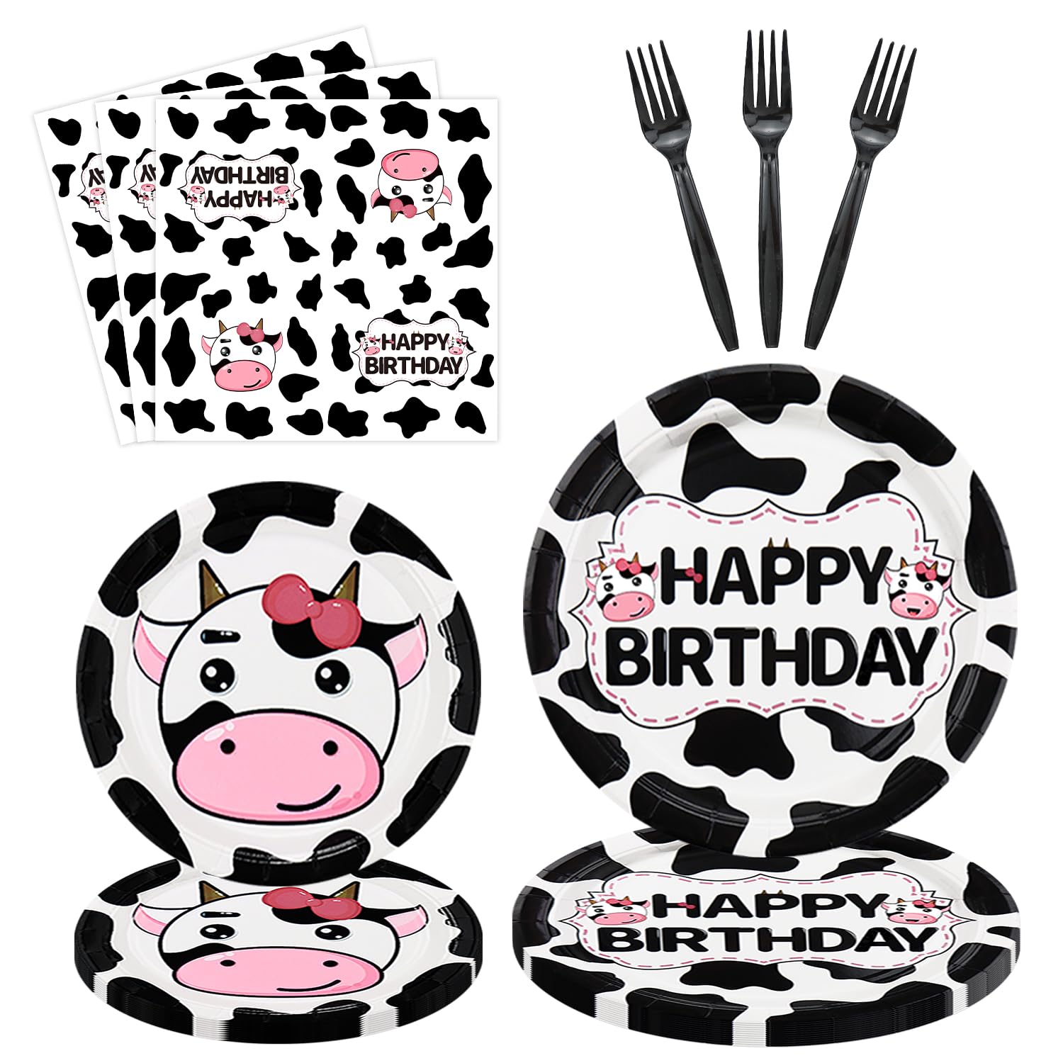 Amazon.com: 160 Pack Cow Print Party Supplies Cow Birthday Party ...