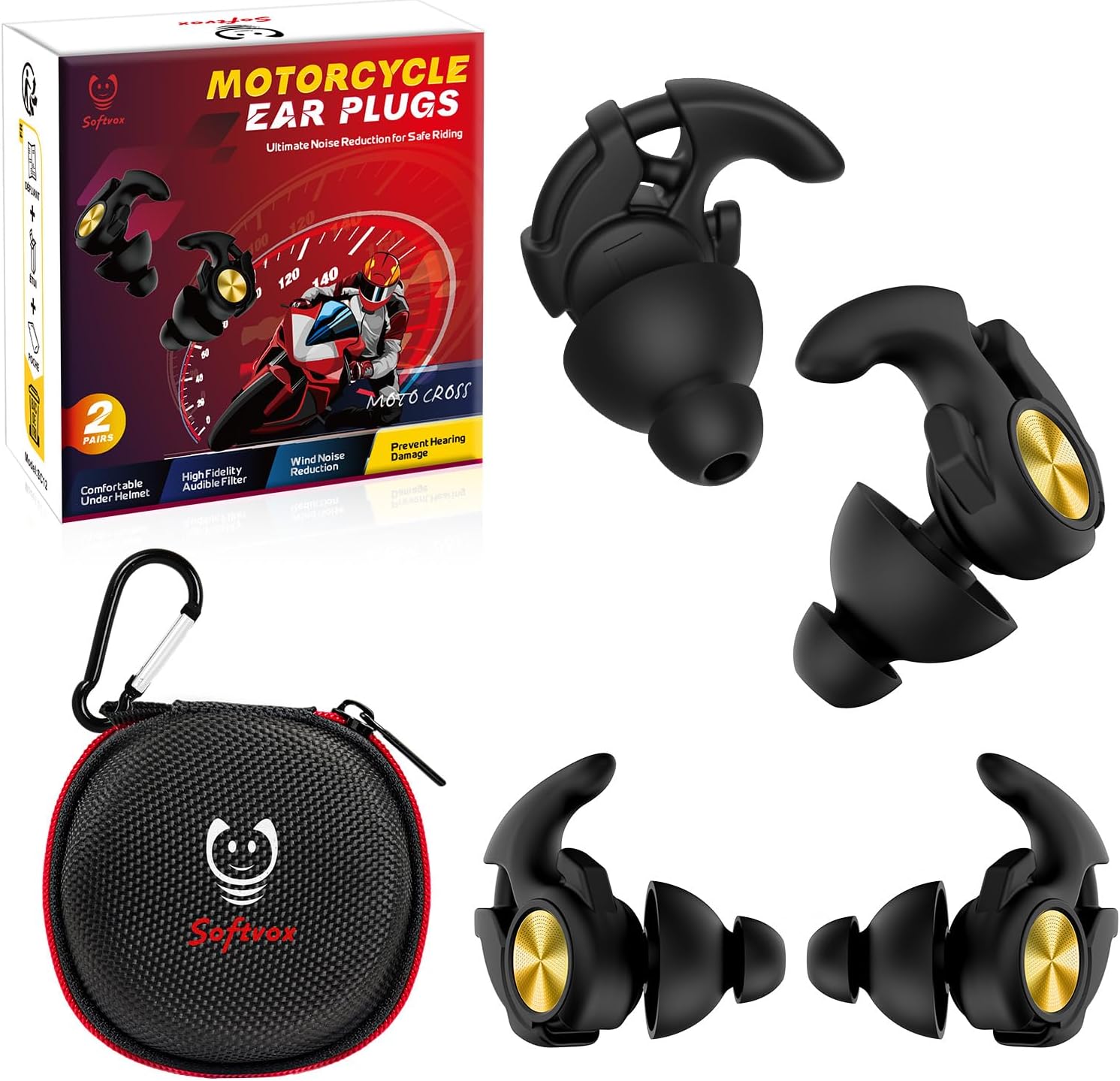 Amazon.com: Motorcycle Ear Plugs, Wind Noise Reduction Keep Comms Clear ...