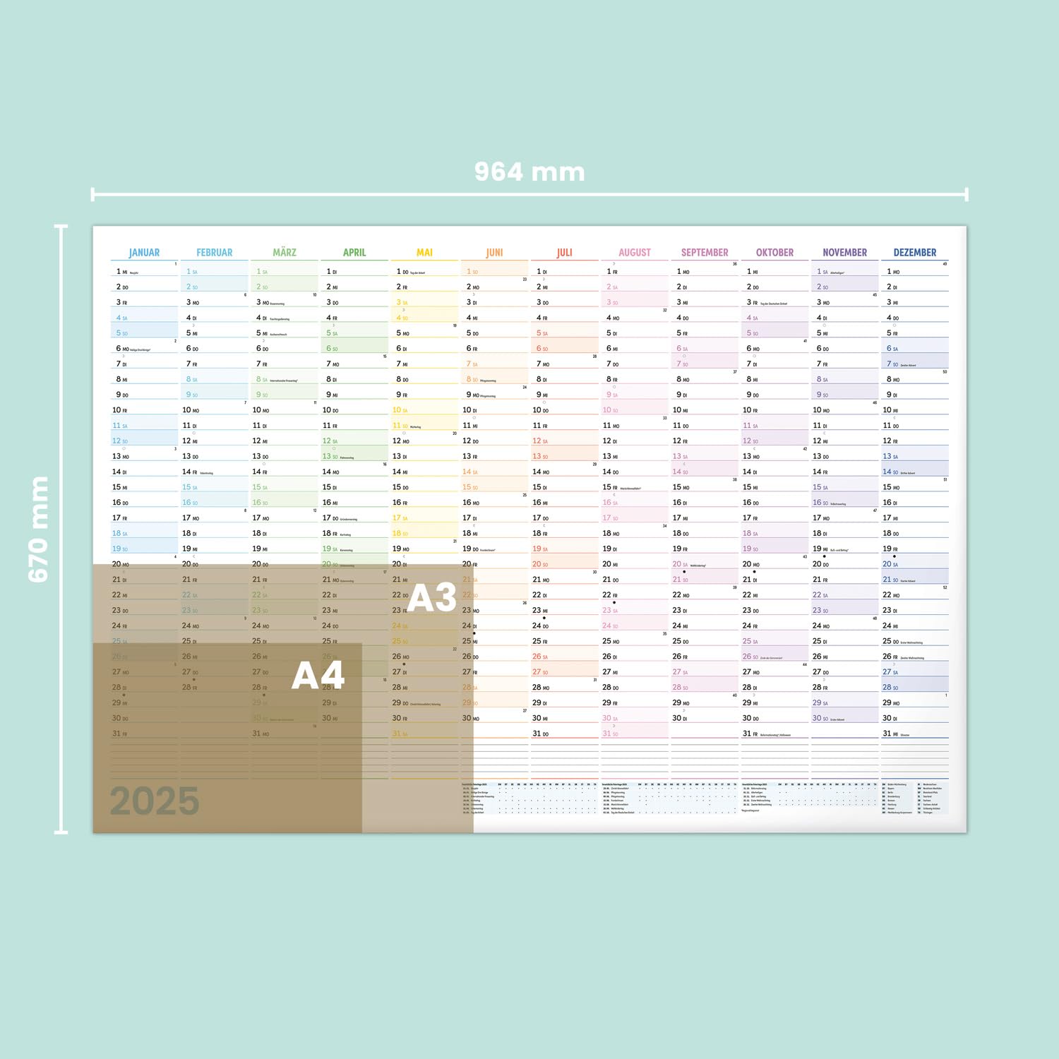 Yearly Planner Calendar 2 Year Calendar Refill 6 3/4" X 3 5/8"
