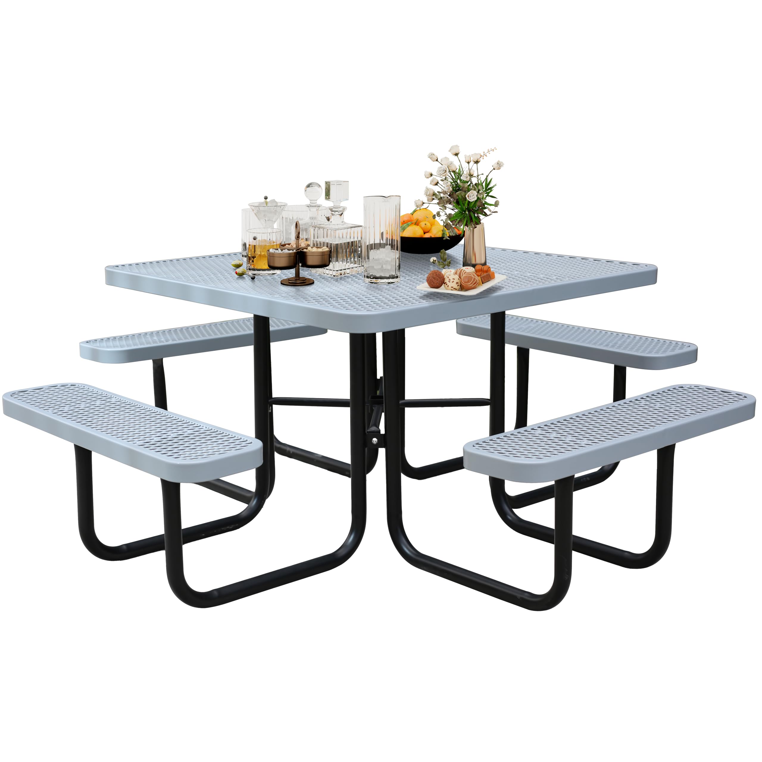 46 Square Metal Picnic Table For Outdoors Commercial Steel Metal ...